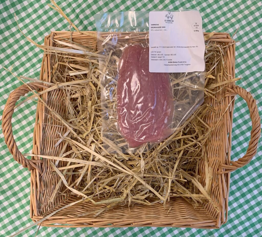 Gedroogde sneetjes ham per 130gr (40,00€/kg) - De Scharreltuin